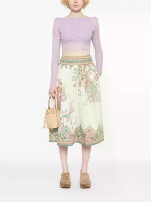 Etro Printed Cotton Midi Skirt