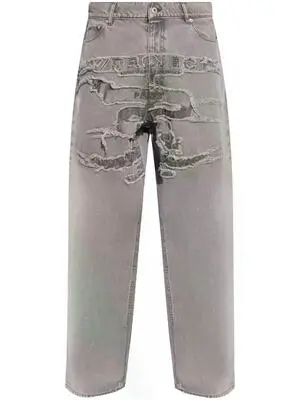 Y/project Wide Leg Jeans With Distressed Detailing