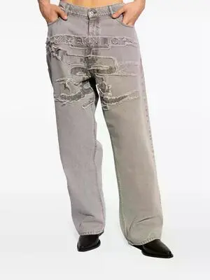 Y/project Wide Leg Jeans With Distressed Detailing