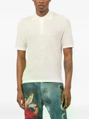 Roberto Cavalli Patterned-jacquard Polo Shirt - White