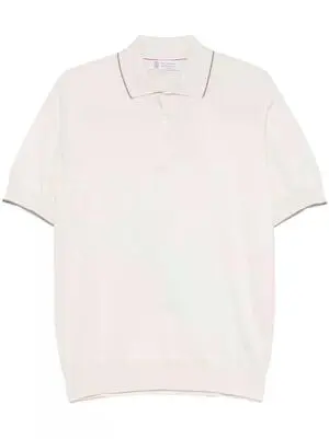 Brunello Cucinelli Contrasting-trim Polo Shirt - Neutrals