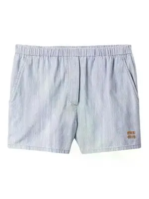 Miu Miu Striped Chambray Bermuda Shorts - Blue
