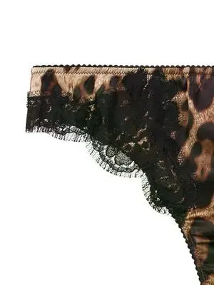 Dolce & Gabbana Leopard-print Lace-trim Thong