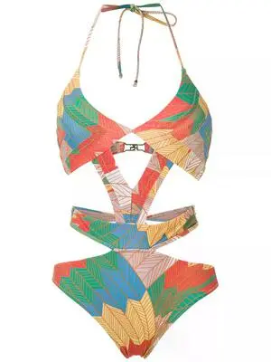 AMIR SLAMA Printed Cut Out Swimsuit - Multicolour