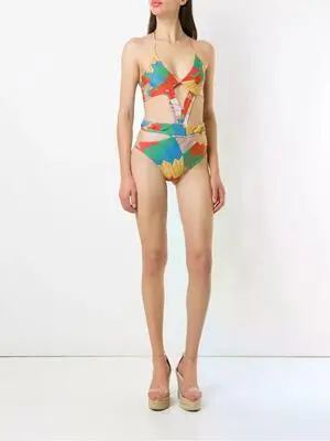 AMIR SLAMA Printed Cut Out Swimsuit
