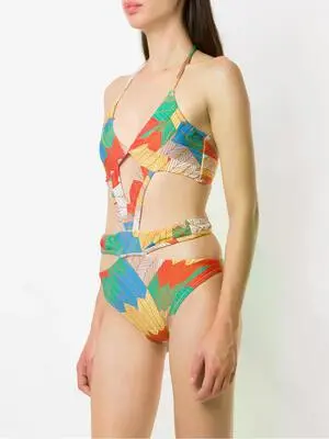 AMIR SLAMA Printed Cut Out Swimsuit