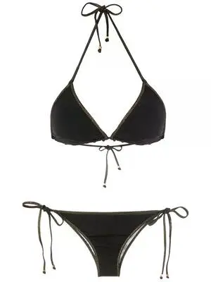 AMIR SLAMA Metallic Detail Triangle Bikini Set - Black