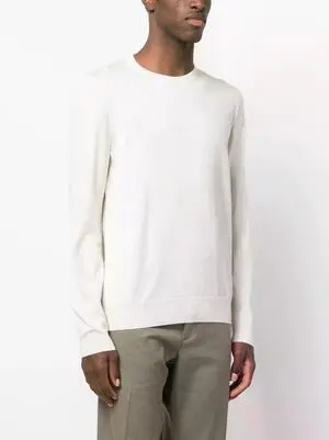 BOSS Logo-embroidered Cotton Jumper - Neutrals