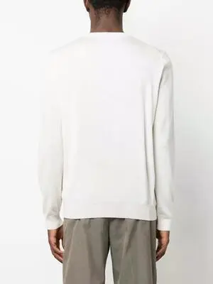 BOSS Logo-embroidered Cotton Jumper - Neutrals