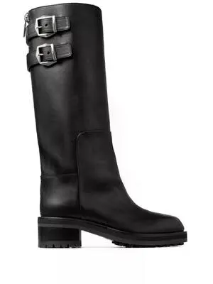 JIMMY CHOO Leather Knee-high Boots With Buckle Detail