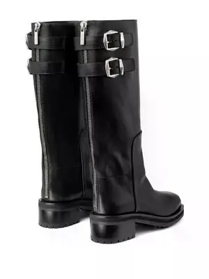 JIMMY CHOO Leather Knee-high Boots With Buckle Detail
