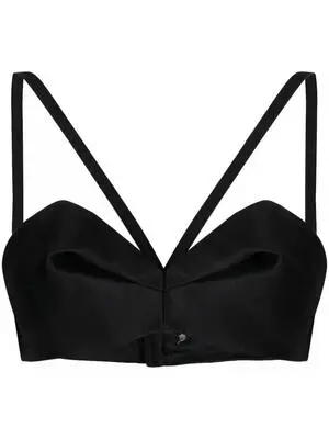 Versace Gathered Bustier Crop Top - Black