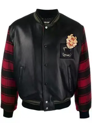 Roberto Cavalli Plaid-sleeves Bomber Jacket