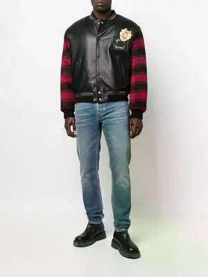 Roberto Cavalli Plaid-sleeves Bomber Jacket