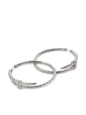 John Hardy Sterling Spear Diamond Hoop Earrings