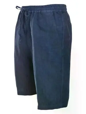 120% Lino Drawstring Linen Shorts - Blue