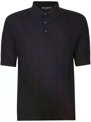 Dolce & Gabbana Geometric-pattern Knit Polo Shirt - Blue
