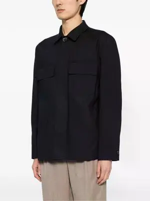 LARDINI Flap-pocket Cotton Shirt Jacket - Blue