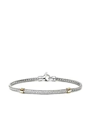 John Hardy 14k Yellow Gold And Sterling Braided-chain Diamond Bracelet - Silver