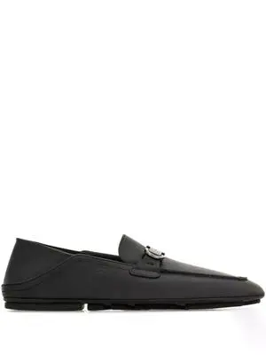 FERRAGAMO Gancini-plaque Leather Loafers