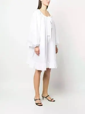 PATOU Tie-neck Peplum Dress - White