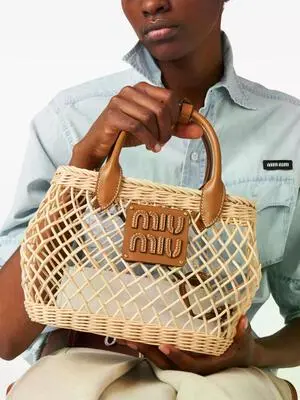 Miu Miu Logo-appliqué Interwoven Tote Bag