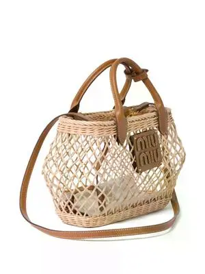 Miu Miu Logo-appliqué Interwoven Tote Bag