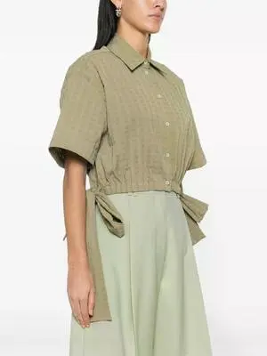 MSGM Seersucker Cropped Shirt