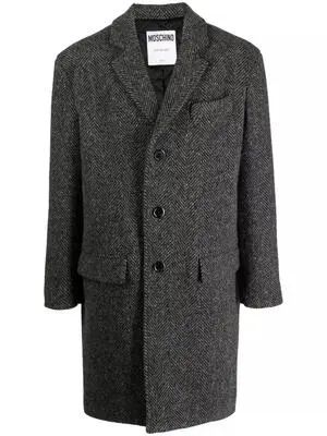 Moschino Slogan-print Wool Pea Coat