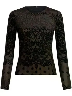 Etro Tulle And Jacquard Velvet Top