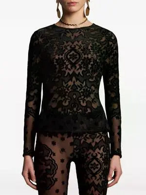 Etro Tulle And Jacquard Velvet Top