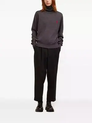 AMI Paris De Coeur Monogram Turtleneck Wool Jumper
