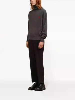 AMI Paris De Coeur Monogram Turtleneck Wool Jumper