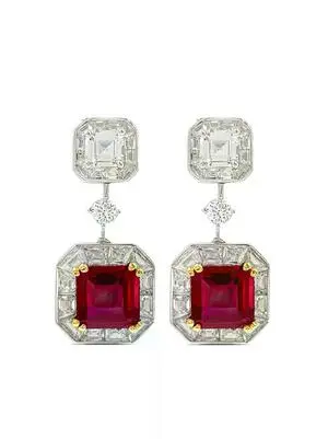 JUWELINA PARIS Carnival Ruby Drop Earrings - Silver