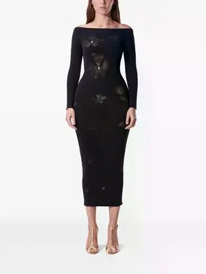 MARGHERITA MACCAPANI Monogram-pattern Midi Dress - Black