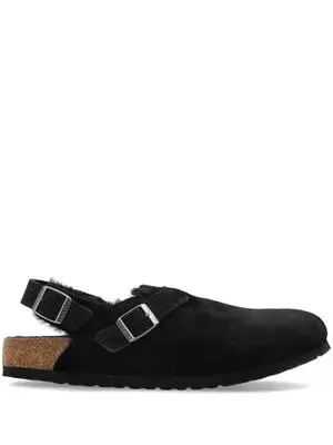BIRKENSTOCK Tokio Suede And Shearling Slippers - Black