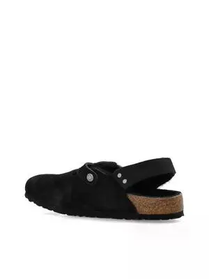BIRKENSTOCK Tokio Suede And Shearling Slippers - Black