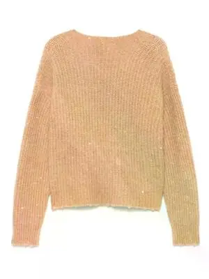 LANEUS Sequined V-neck Sweater