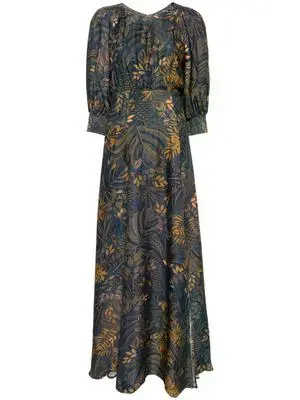 Farm Rio Dotted Forest Teal Maxi Dress