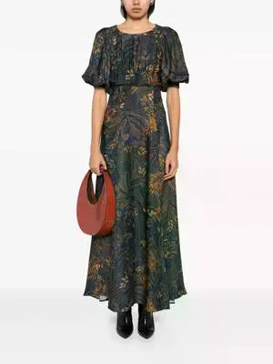 Farm Rio Dotted Forest Teal Maxi Dress