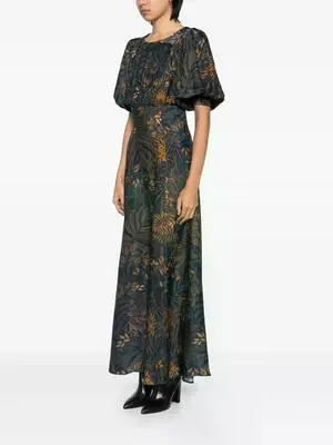 Farm Rio Dotted Forest Teal Maxi Dress