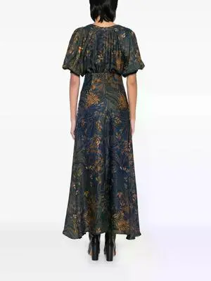 Farm Rio Dotted Forest Teal Maxi Dress