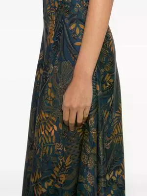 Farm Rio Dotted Forest Teal Maxi Dress