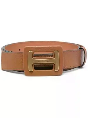Hogan Logo-plaque Leather Belt - Brown