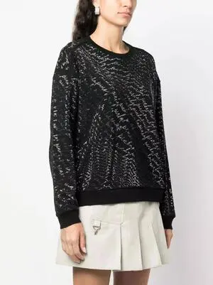 Pinko Crystal-embellished Crew-neck Sweatshirt