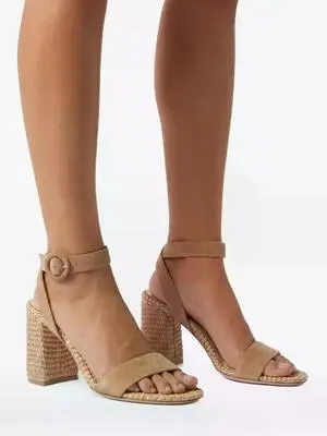 GIANVITO ROSSI Luana Suede Sandals - Neutrals