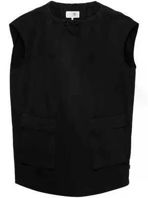 MAISON MARGIELA Gathered-neck Cotton Dress - Black