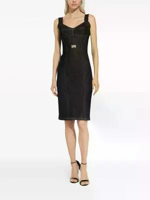 Dolce & Gabbana Logo-plaque Midi Denim Dress