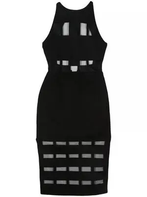 GENNY Semi-sheer Midi Dress - Black