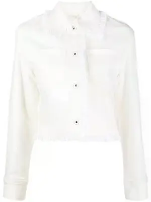 Kenzo Broderie-anglaise Cropped Denim Jacket - Neutrals